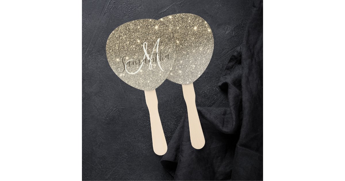 Modern Gold Glitter Sparkles Personalized Name Hand Fan | Zazzle