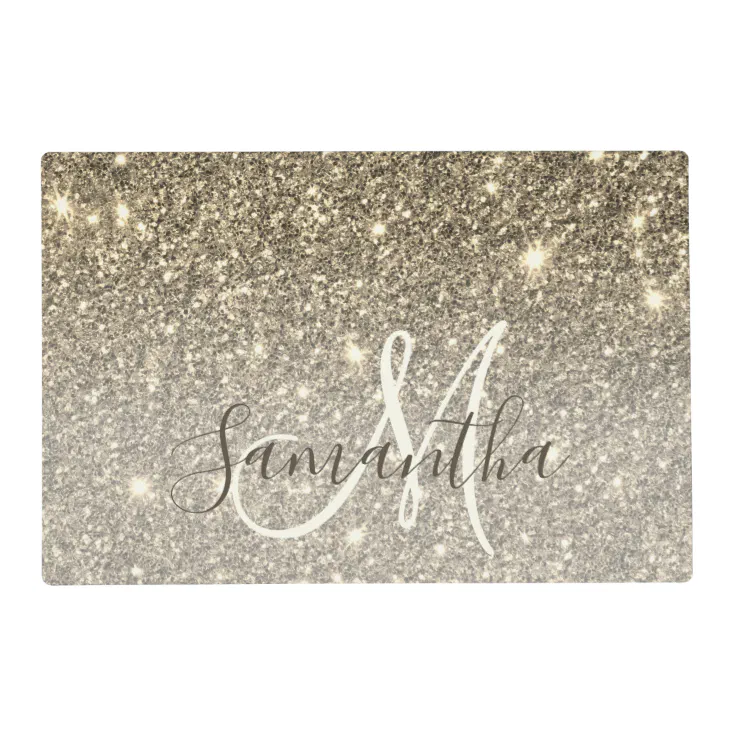 Modern Gold Glitter Sparkles Personalized Name Placemat Zazzle