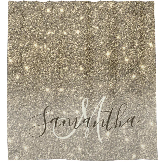 Modern Gold Glitter Sparkles Personalized Name Shower Curtain Zazzle