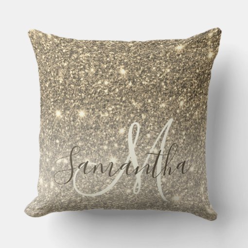 Modern Gold Glitter Sparkles Personalized Name Throw Pillow Zazzle