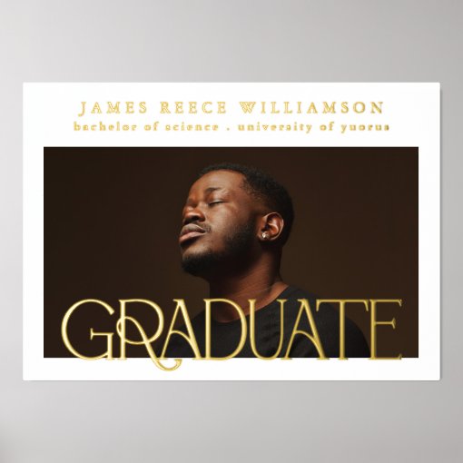 Modern GOLD GRADUATE Photo CLASS OF 2023 Foil Prints | Zazzle