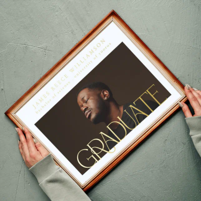 Modern GOLD GRADUATE Photo CLASS OF 2023 Foil Prints | Zazzle