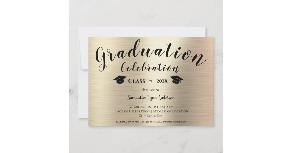Modern Gold Graduation Class Of 2022 Invitation | Zazzle