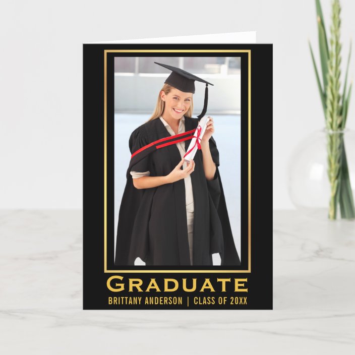 Modern Gold Graduation Photo Announcement Fold | Zazzle.com