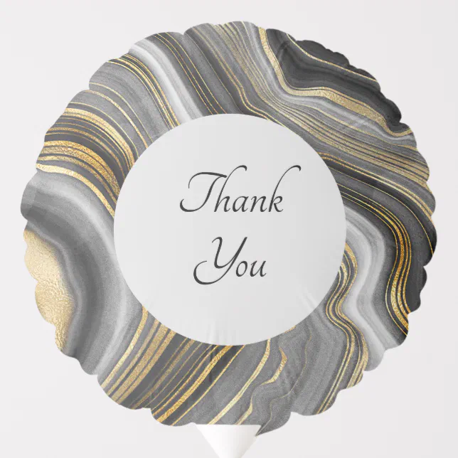 Modern Gold & Gray Agate Geode Thank You Balloon | Zazzle