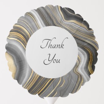 Modern Gold & Gray Agate Geode Thank You Balloon | Zazzle