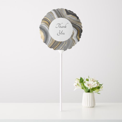 Modern Gold & Gray Agate Geode Thank You Balloon | Zazzle