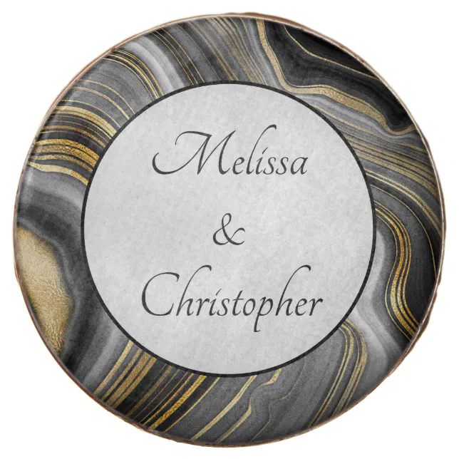 Modern Gold & Gray Agate Geode Wedding Chocolate Covered Oreo | Zazzle