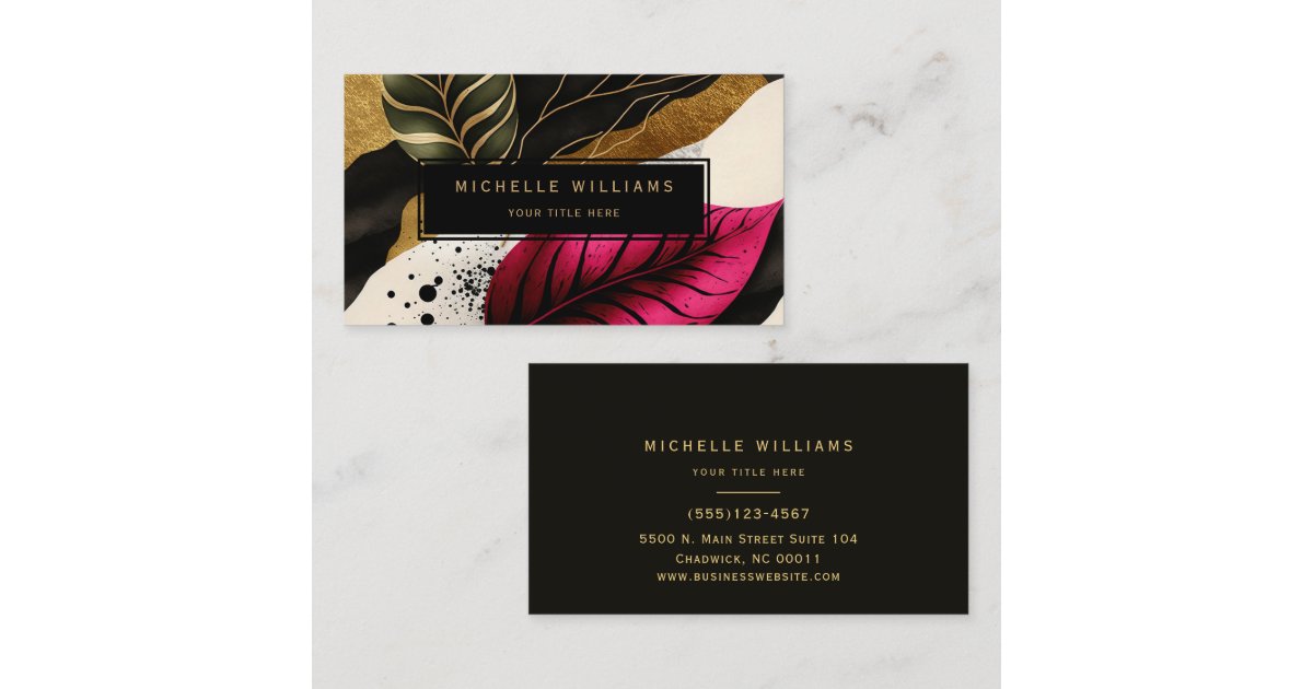 Modern Gold Greenery Leaf Abstract Business Card | Zazzle