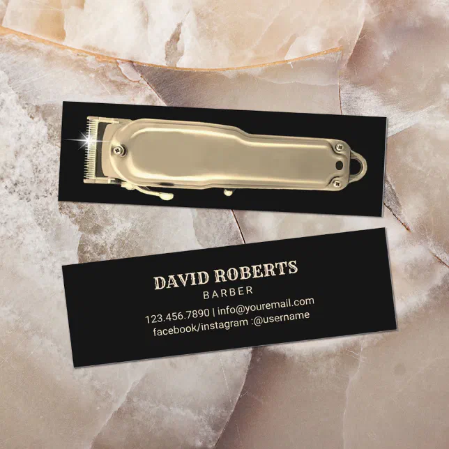 Modern Gold Hair Clipper Barber Shop Hairdresser Mini Business Card ...