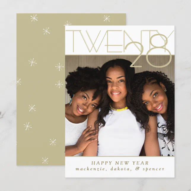 Modern Gold Happy New Years | Classic Custom Photo Holiday Card | Zazzle