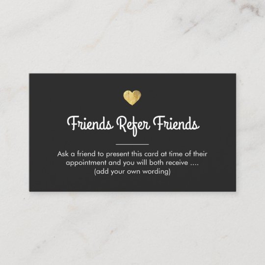 Modern Gold Heart Customer Referral Card | Zazzle.com