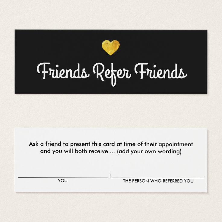 Modern Gold Heart Customer Referral Card | Zazzle
