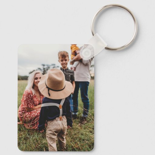 Modern Gold Lettering Family Photo Custom Keychain | Zazzle