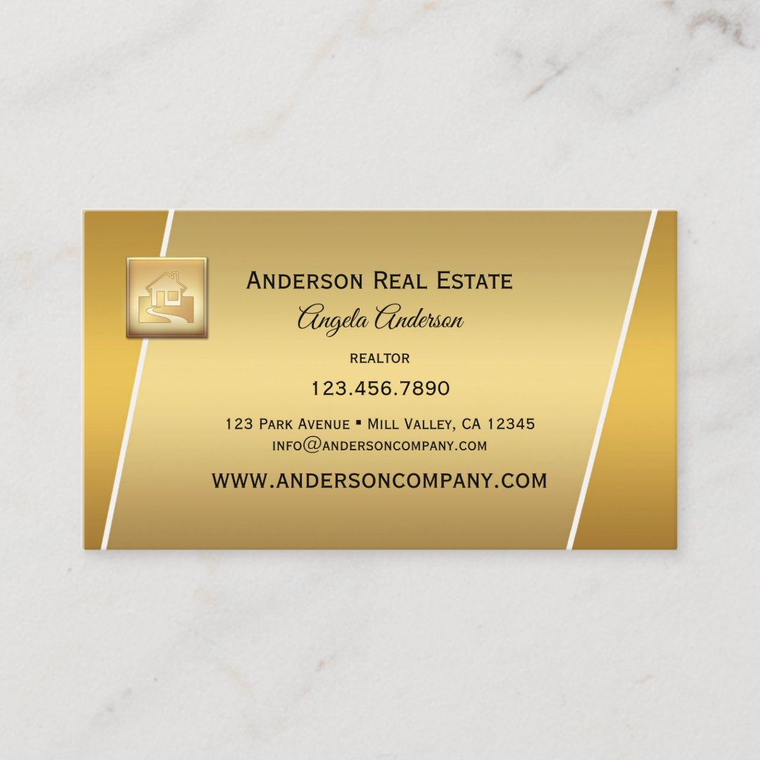 Modern Gold Logo Professional Realtor Businesscard Business Card | Zazzle