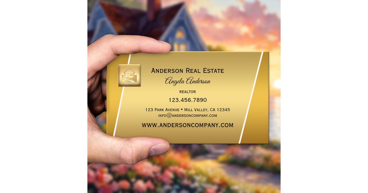 Modern Gold Logo Professional Realtor Businesscard Business Card | Zazzle
