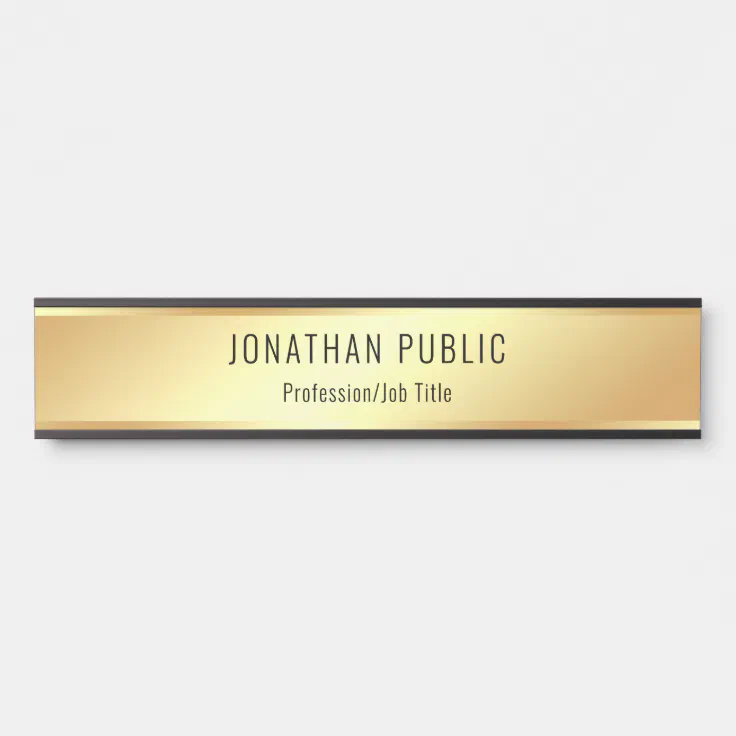 Modern Gold Look Glamorous Personalized Template Door Sign | Zazzle