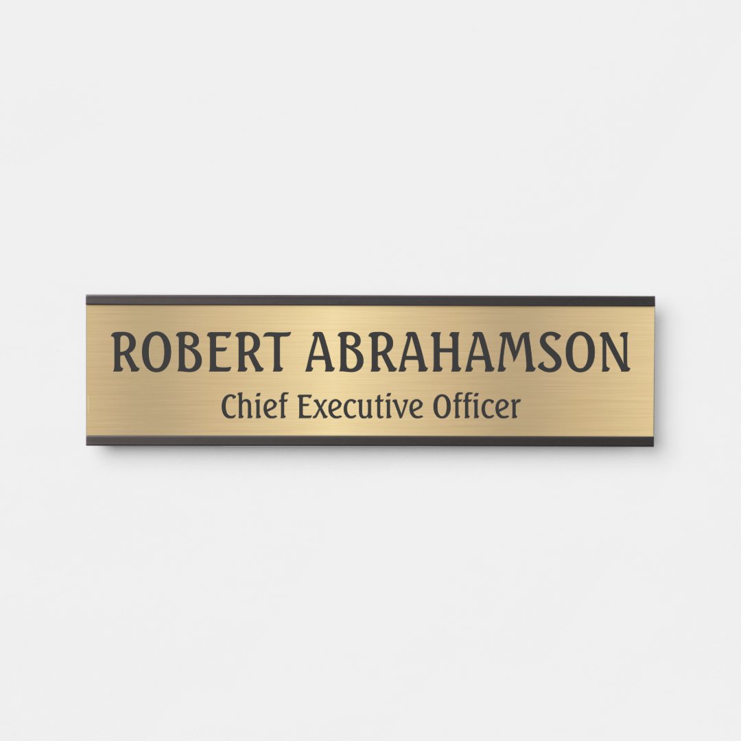 Modern Gold Look Professional Door Sign Long Name | Zazzle