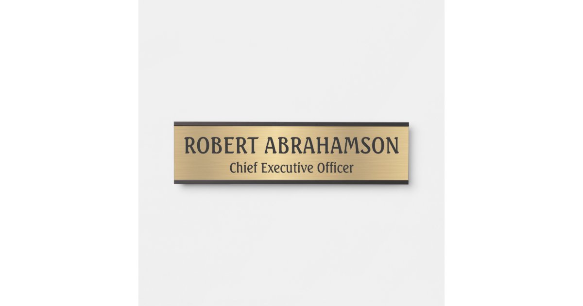 Modern Gold Look Professional Door Sign Long Name | Zazzle
