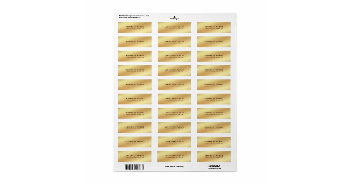 Modern Gold Look Simple Chic Plain Return Address Label | Zazzle