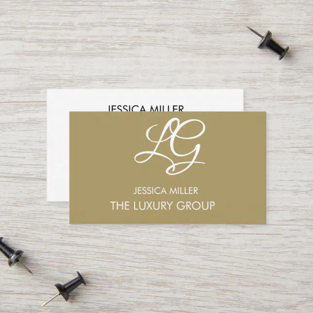 Modern Gold Luxury Elegant Script Logo Business Calling Card | Zazzle