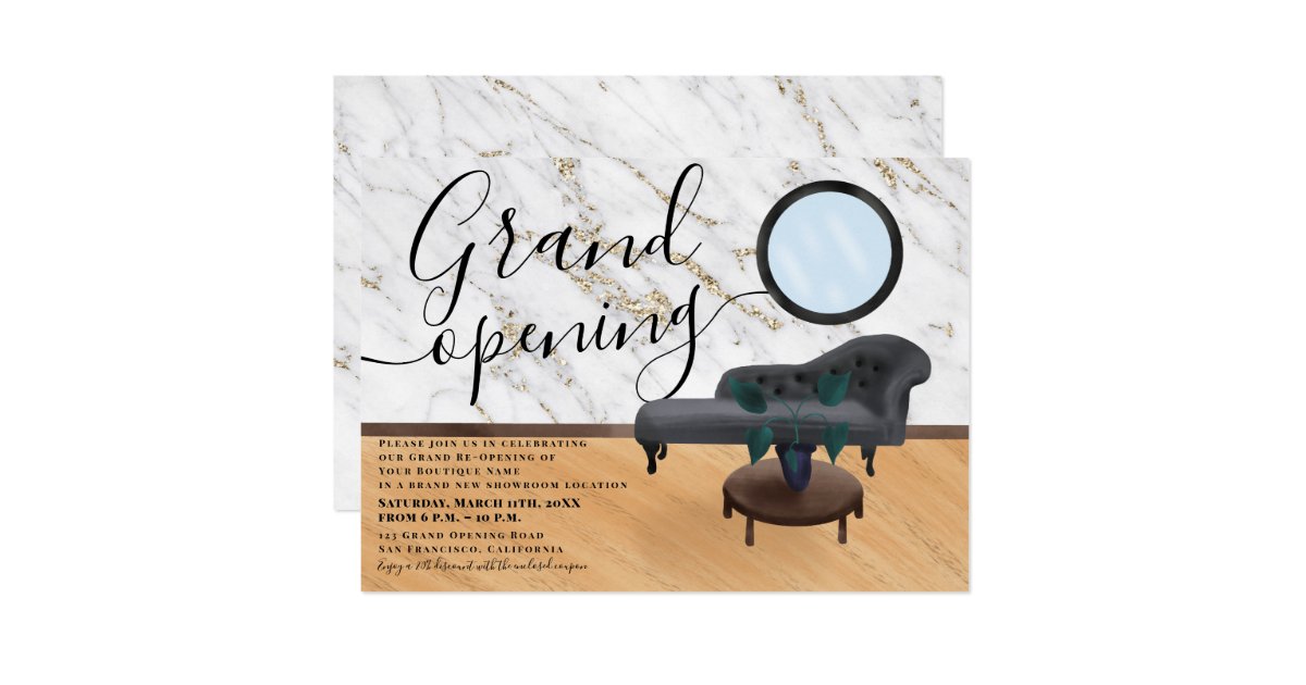 Modern gold marble beauty salon grand opening invitation | Zazzle.com