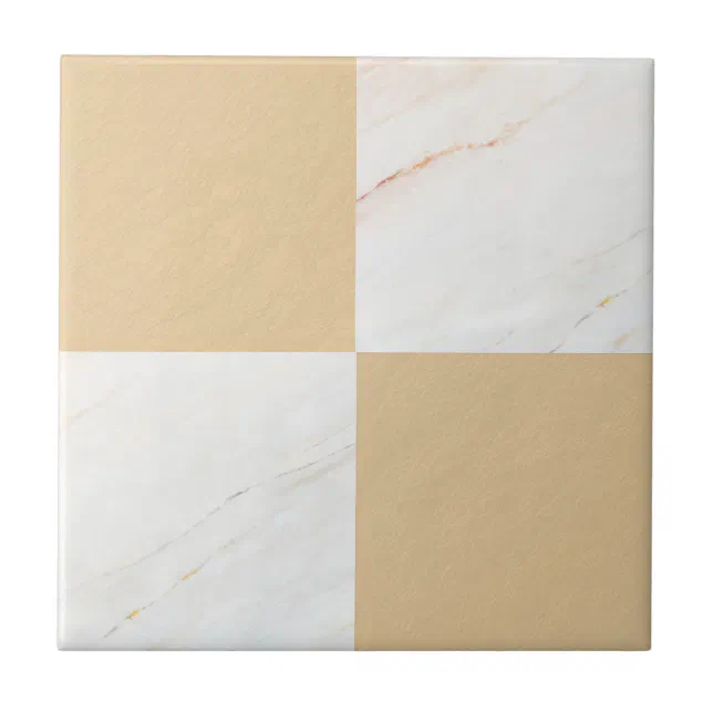 Modern Gold Marble Geometric Checker Ceramic Tile | Zazzle