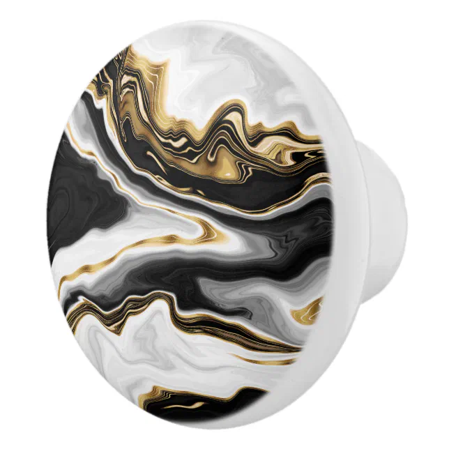 Modern Gold Marble Painting Aesthetic Ceramic Knob | Zazzle