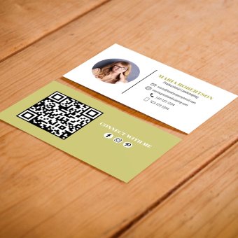 Modern Gold Minimalist QR Code Social Media Business Card | Zazzle