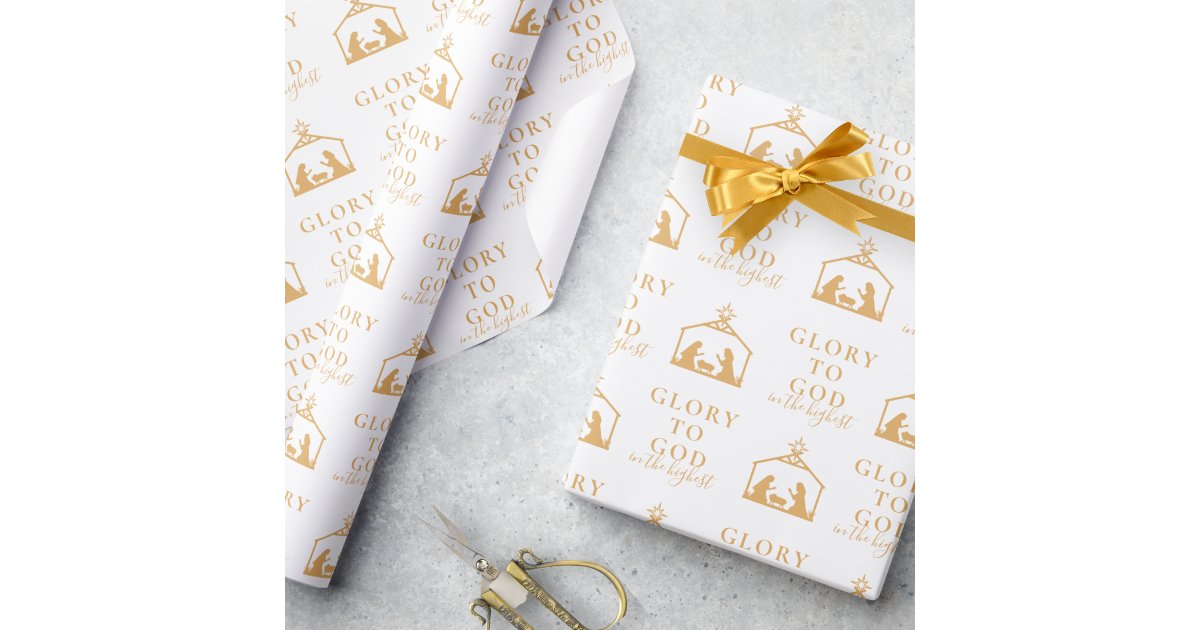 Modern Gold Minimalist Religious Christmas Wrapping Paper | Zazzle