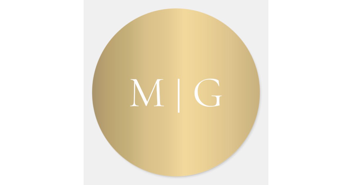 Modern Gold Monogram Classic Round Sticker | Zazzle
