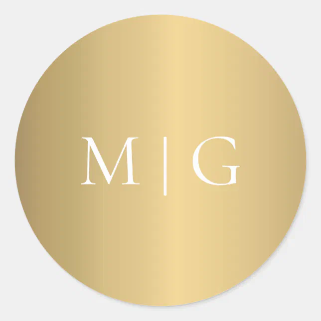 Modern Gold Monogram Classic Round Sticker | Zazzle