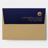 Modern Gold Monogram Navy Blue Return Address Envelope | Zazzle