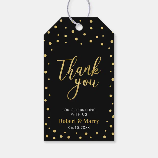 Modern Gold & Navy Thank you Tags for Favors Tag | Zazzle