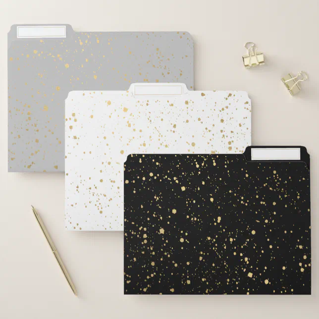 Modern Gold Paint Splatters Pattern File Folder | Zazzle