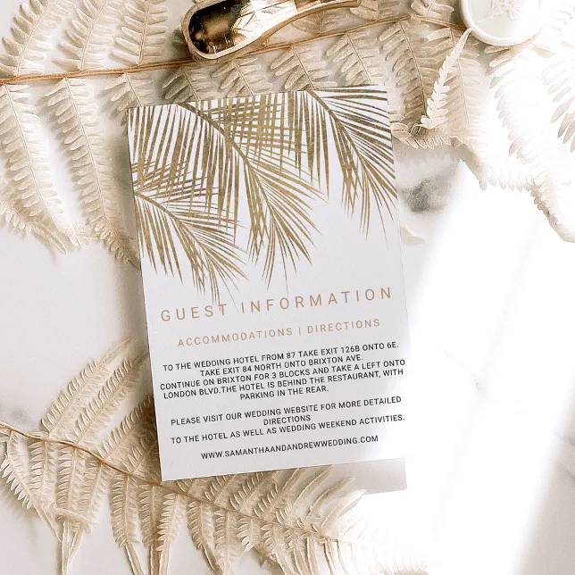 Modern gold palm tree insert details wedding | Zazzle