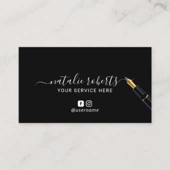 Modern Gold Pen Calligraphy Signature Notary Business Card | Zazzle