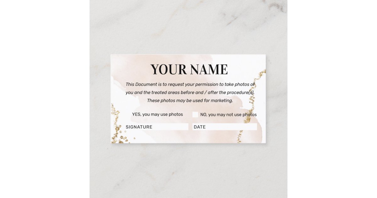 Modern Gold Photo Consent Card | Zazzle