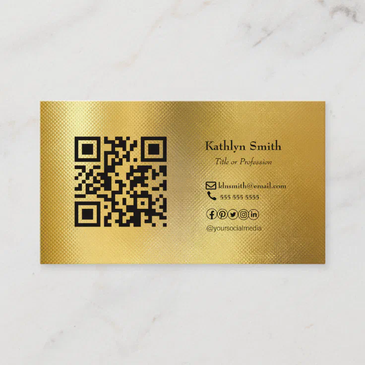 Modern Gold Photo QR Code Professional Business Card | Zazzle