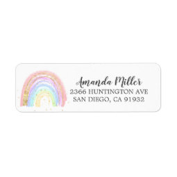 Modern Gold Pink Rainbow Return Address Label | Zazzle