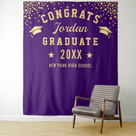 Modern Gold Purple Graduation Photo Booth Backdrop | Zazzle.com