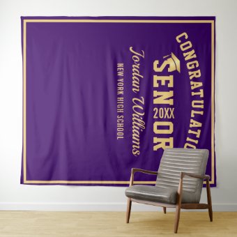 Modern Gold Purple Graduation Photo Booth Backdrop | Zazzle