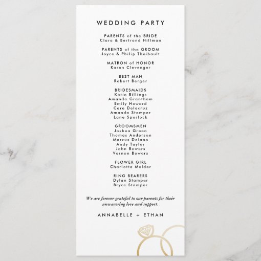 Modern Gold Rings Custom Wedding Program | Zazzle