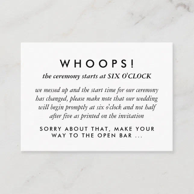 Modern Gold Rings Wedding Error Correction Enclosure Card | Zazzle