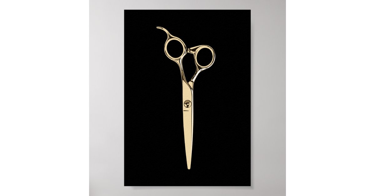 Modern Gold Scissor Hair Stylist Hair Salon Barber Poster | Zazzle