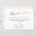 Modern Gold Script Black & White Graduation Thank You Card | Zazzle