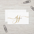 Modern Gold Script Monogram Initials Hair Stylist Business Card | Zazzle