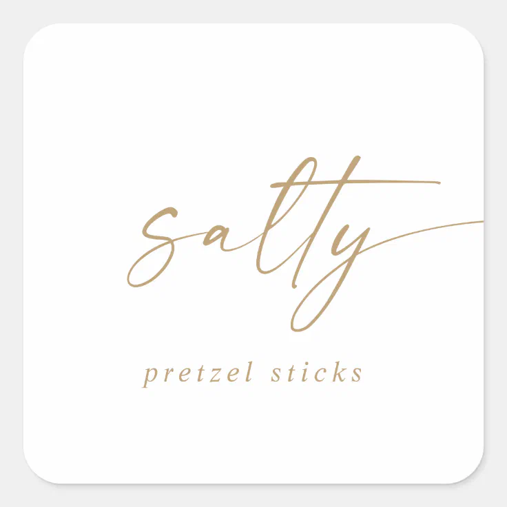 Modern Gold Script Salty Wedding Favor Square Sticker | Zazzle