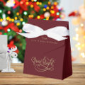 Modern Gold Script Simple Elegant Wine Red Favor Boxes | Zazzle