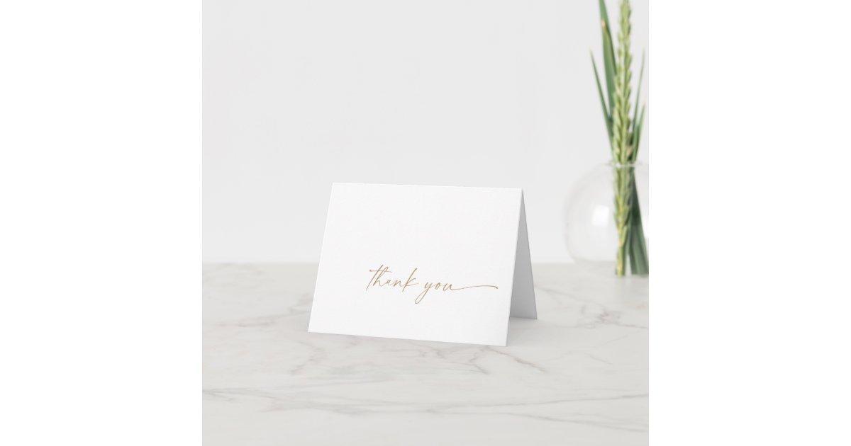 Modern Gold Script Thank You Card | Zazzle
